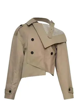 GRACE ELWOOD Asymmetric Jacket With Frayed Edges - Neutrals