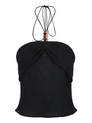 Magda Butrym Beaded Halterneck Top - Black