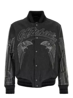 Off-White Embroidered Bomber Jacket - Black