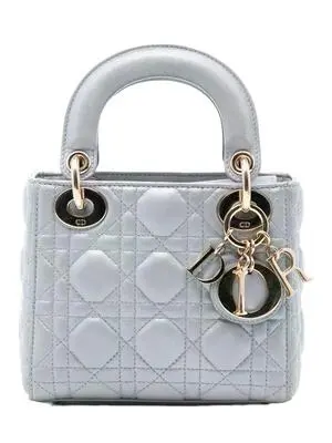 DIOR 2020 Mini Metallic Lambskin Cannage Lady Dior Satchel