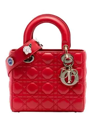 Dior 2017 Small Lambskin Cannage My Abcdior Lady Satchel - Red