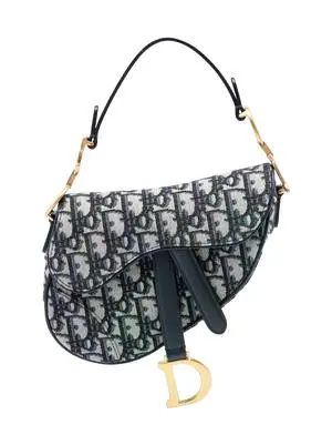 Dior 2020 Mini Oblique Canvas Saddle Bag - Blue
