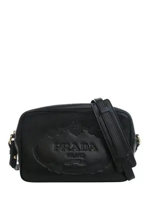 Prada Embossed Logo Camera Bag - Black