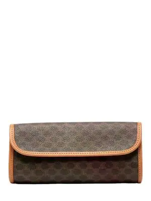 Celine 20th Century Macadam Coated Canvas Clutch - Brown