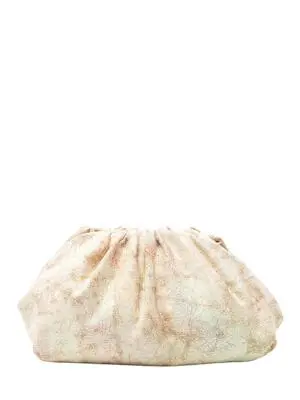 Bottega Veneta Cracked Calfskin The Pouch Clutch Bag - Neutrals