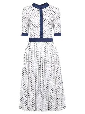 RUMOUR LONDON Verity Polka Dot Midi Dress - White/blue