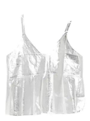 TELA Metallic-effect Pleated Top - Silver