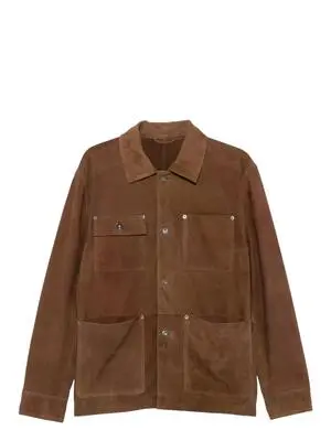 PAOLO PECORA Suede Multi-pocket Coat - Brown