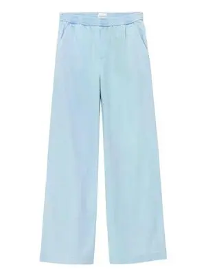 Closed Elasticated-waistband Wide-leg Trousers - Blue