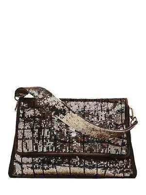 Maeve Audra Embellished Shoulder Bag - Brown Metallic
