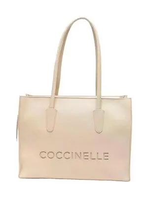 COCCINELLE Logo-embossed Leather Shoulder Bag - Neutrals