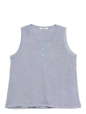 Max & Moi Button-embellished Sleeveless Top - Blue