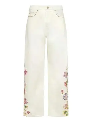 Cinq À Sept Jardin Boheme Hayden Floral-embroidered Jeans - Neutrals