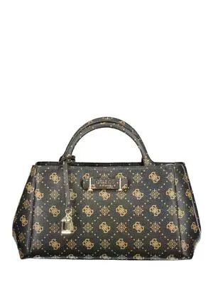 Guess Monogram Print Tote Bag With Logo Plaque - Brown