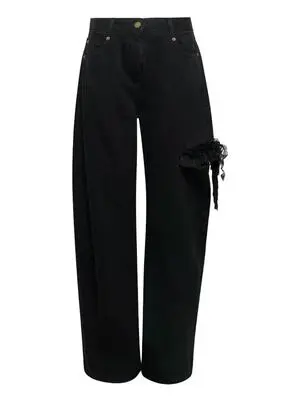 YCH Lace-detail Jeans - Black