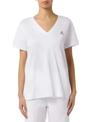 Armani Exchange Rhinestone-embellished V-neck T-shirt - White