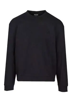 Giorgio Armani Logo-embroidered Crew-neck Sweater - Blue