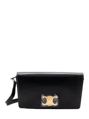 Celine Trapeze Triomphe Smooth Calfskin Shoulder Bag - Black