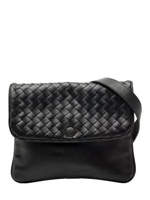 Bottega Veneta 2000-2026 Intrecciato Trimmed Nappa Crossbody Bag - Black