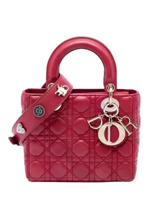 Dior 2017 Small Lambskin Cannage My Abcdior Lady Satchel - Red