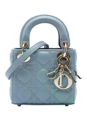 Dior 2021 Micro Lambskin Cannage Lady Satchel - Blue