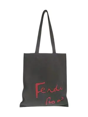 Fendi 2010-2026 Leather Roma Flat Tote Bag - Grey