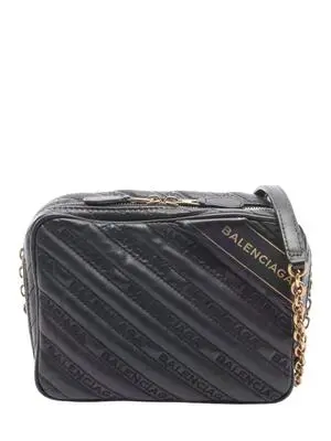 Balenciaga Allover Logo Reporter Xs Crossbody Bag - Black
