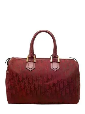 Dior 1990-2000 Diorissimo Trotter Canvas Boston Bag - Red