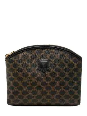 Celine 1997 Macadam Coated Canvas Pouch - Black