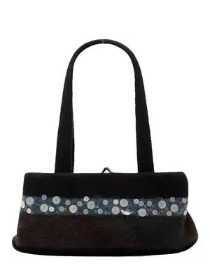 Bottega Veneta 20th Century Wool And Sequin Embellished Clasp Shoulder Bag - Black