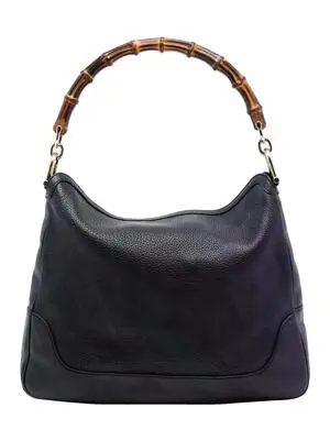 Gucci Calfskin Bamboo Diana Satchel - Black