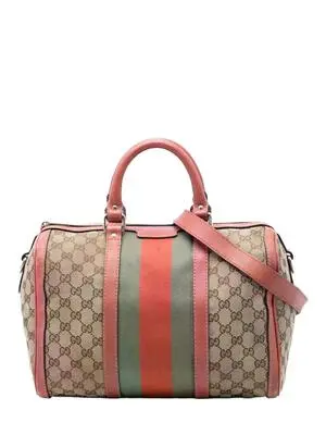 Gucci Medium Gg Canvas Web Joy Boston Bag Satchel - Neutrals
