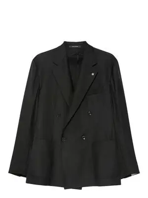 Tagliatore Double-breasted Peaked Lapel Jacket - Black