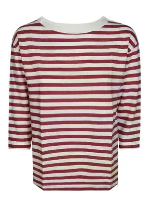 Majestic Filatures Striped Boat-neck T-shirt - Red