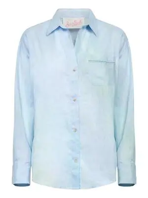 MC2 SAINT BARTH Chest-pocket Linen Shirt - Blue