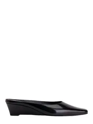 AMOMENTO Pointed-toe Wedge Mules - Black