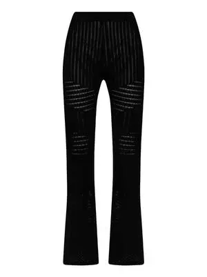 AKEP Open-knit Flared Trousers - Black