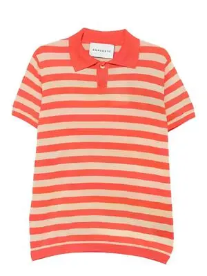 AMARANTO Horizontal-stripe Polo Shirt - Orange