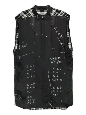 Rick Owens Sleeveless Top With Plaid Detail - Black