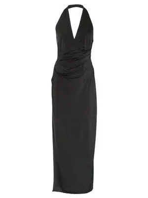 RAME Halterneck Ruched Midi Dress - Black