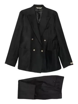 BRIGLIA 1949 Bolgheri Portobellos Double-breasted Suit - Black