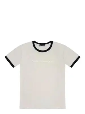Gosha Rubchinskiy Logo-print Contrast-trim T-shirt - Neutrals