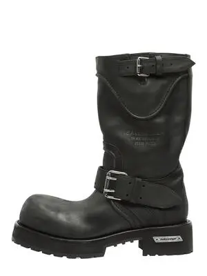 Balenciaga Balenciaga Black Leather Sculptural Boots Black/silver