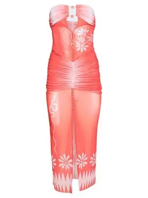 DI PETSA Strapless Mesh Dress - Orange