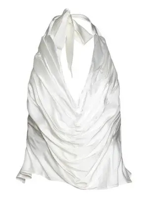 DI PETSA Lunar Draped Silk Halterneck Top - White
