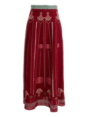 EMPORIO SIRENUSE Camille Embroidered Skirt - Red