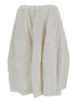 Comme Des Garçons Embroidered Midi Skirt - White