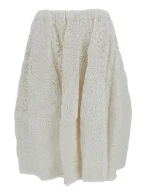 Comme Des Garçons Embroidered Midi Skirt - White