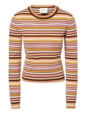 REFORMATION Lian Striped Cashmere Top - Rose
