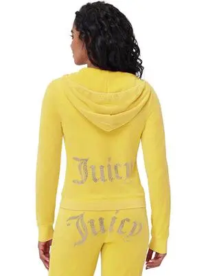 Juicy Couture Big Bling Washed Terry Hoodie - Buttercup